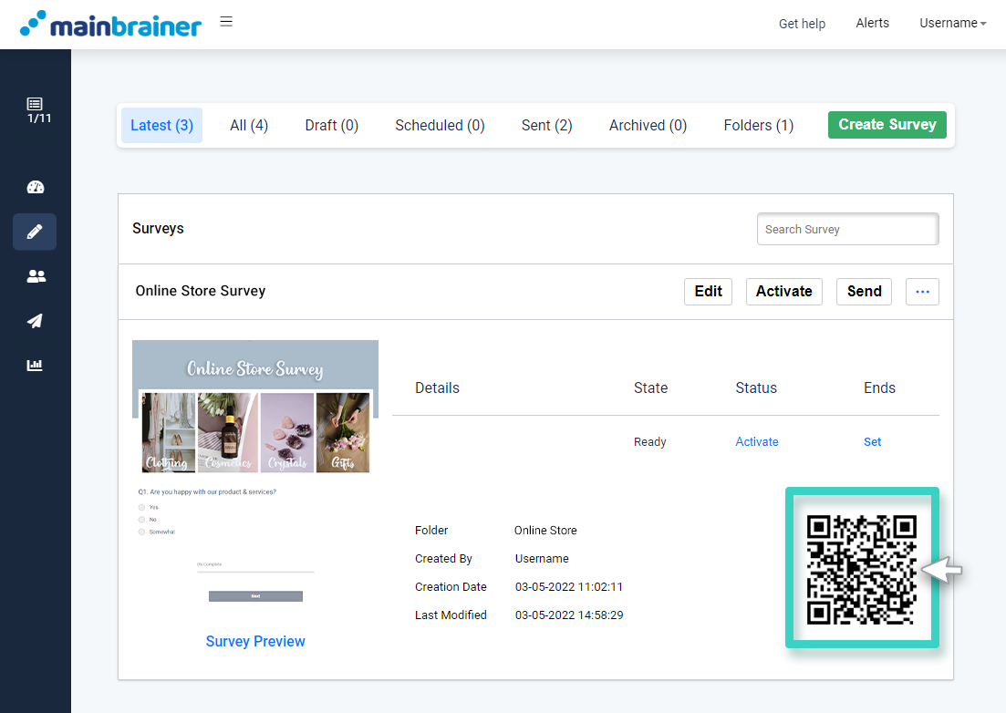 1 Click QR Code Creation For Survey Campaigns MainBrainer